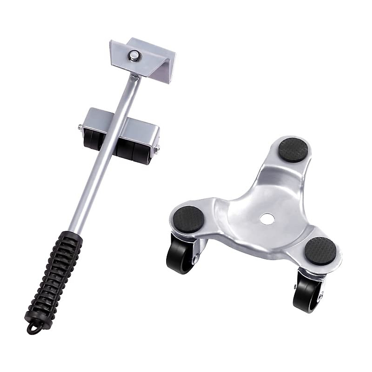 6" Steel Tri-Dolly 4 pcs, 200 lbs Load Capacity, Great for Moving Furniture & Appliances, Durable and Easy to Use，Furniture Moving Dolly with 1 x Furniture Lifter