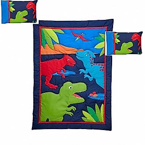 JUSTSWAG Monond SPPRANDOM Garanimals Dino-Mite Dinosaurs 4-Piece Toddler Bedding Set, Blue and Red Comforter Set for Boys