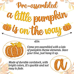 Pumpkin Baby Shower Decorations A Little Pumpkin is on The Way Banner Glitter Orange Baby Shower Hanging Swirls Party Decoration Fall Pumpkin Thanksgiving Theme Gender Reveal Birthday Party Supplies