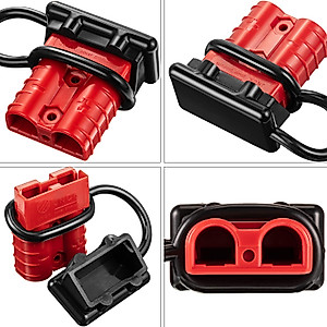 Boao 6 Sets 6-10 Gauge Battery Quick Connect Disconnect 50a 12-36v Battery Quick Connector Quick Wire Harness Plug Kit Battery Quick Connector Disconnect Plug for Motor Winch Trailer(Red)