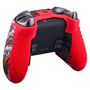 9CDeer 1 x Protective Customize Transfer Print Silicone Cover Skin Red Dragon + 6 Thumb Grips Analog Caps for Xbox Elite Series 2 Controller