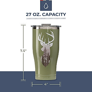 ORCA Hunter Outdoor Chaser + Barrel Set – 27oz & 12oz Adventure Drinkware Bundle | Deer Land Dark Green & Tree Line Tan | Insulated Stainless Steel Tumblers for Hunting, Camping & Whiskey Nights