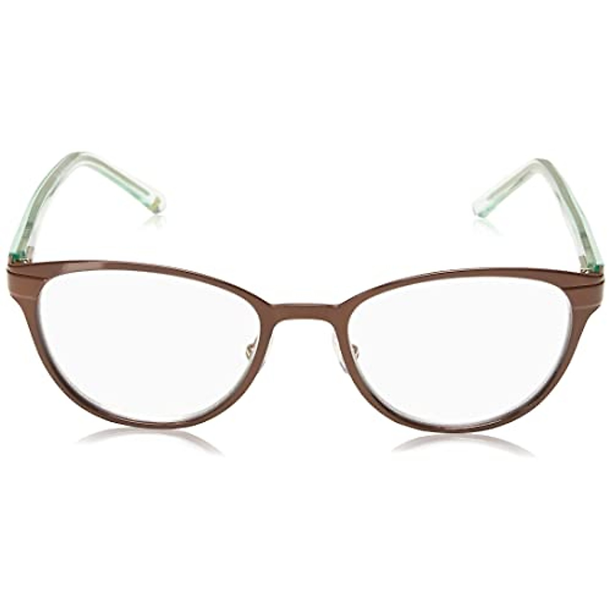 Kate Spade New York Women's Ebba Oval Reading Glasses, Brown Mint 2.0/Clear Prescription, 50 mm + 2