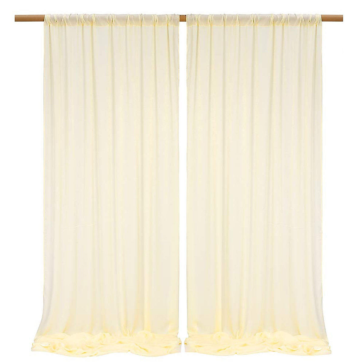 SHERWAY 9.6 Feet x 10 Feet Ivory Silky Soft Curtain Wedding Backdrop Drapes, Slightly Shiny Satiny Window Curtains for Party Ceremony Decoration