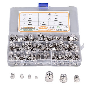 249Pcs Acorn Hex Cap Nuts Assortment Kit,M3‑M12 DIN1587 304 Stainless Steel Bright Finish