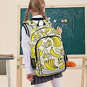 Glaphy Yellow Banana Backpack School Bag Lightweight Laptop Backpacks Students Travel Daypack with Reflective Stripes