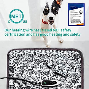 GOLOPET Pet Heating Pad, 18x18 in,Cat Heating pad Waterproof, with Smart Thermostat Switch, Adjustable Dog Heating pad, with Chew Resistant Steel Cord.Complimentary Two Flannel Covers