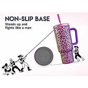 Meoky 40 oz Tumbler with Handle and Straw, Tumbler with Lid and Straw, Insulated Stainless Steel Travel Mug, 100% Leak-proof, Keeps Cold for 34 Hours or Hot for 10 Hours (Celebration)