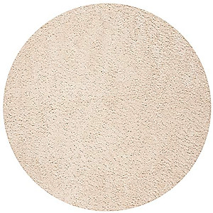 SAFAVIEH Fontana Shag Collection 4' Round Cream FNT800B Solid Non-Shedding Living Room Bedroom Dining Room Entryway Plush 2-inch Thick Area Rug