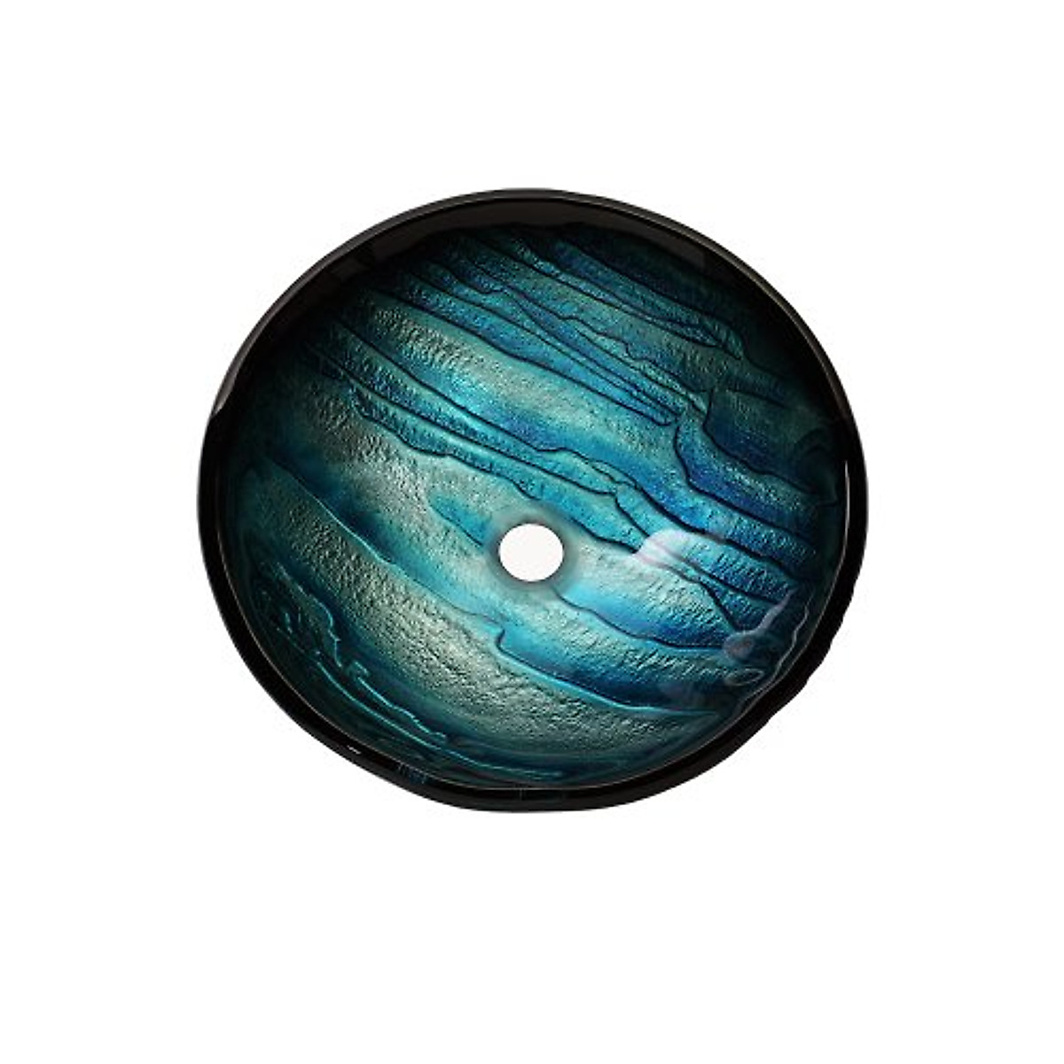 AUS Nature Series™ Blue Glass Bathroom Vessel Sink and Waterfall Faucet Combo Set with Matching Disk and Pop-Up Drain, Satin Nickel Finish