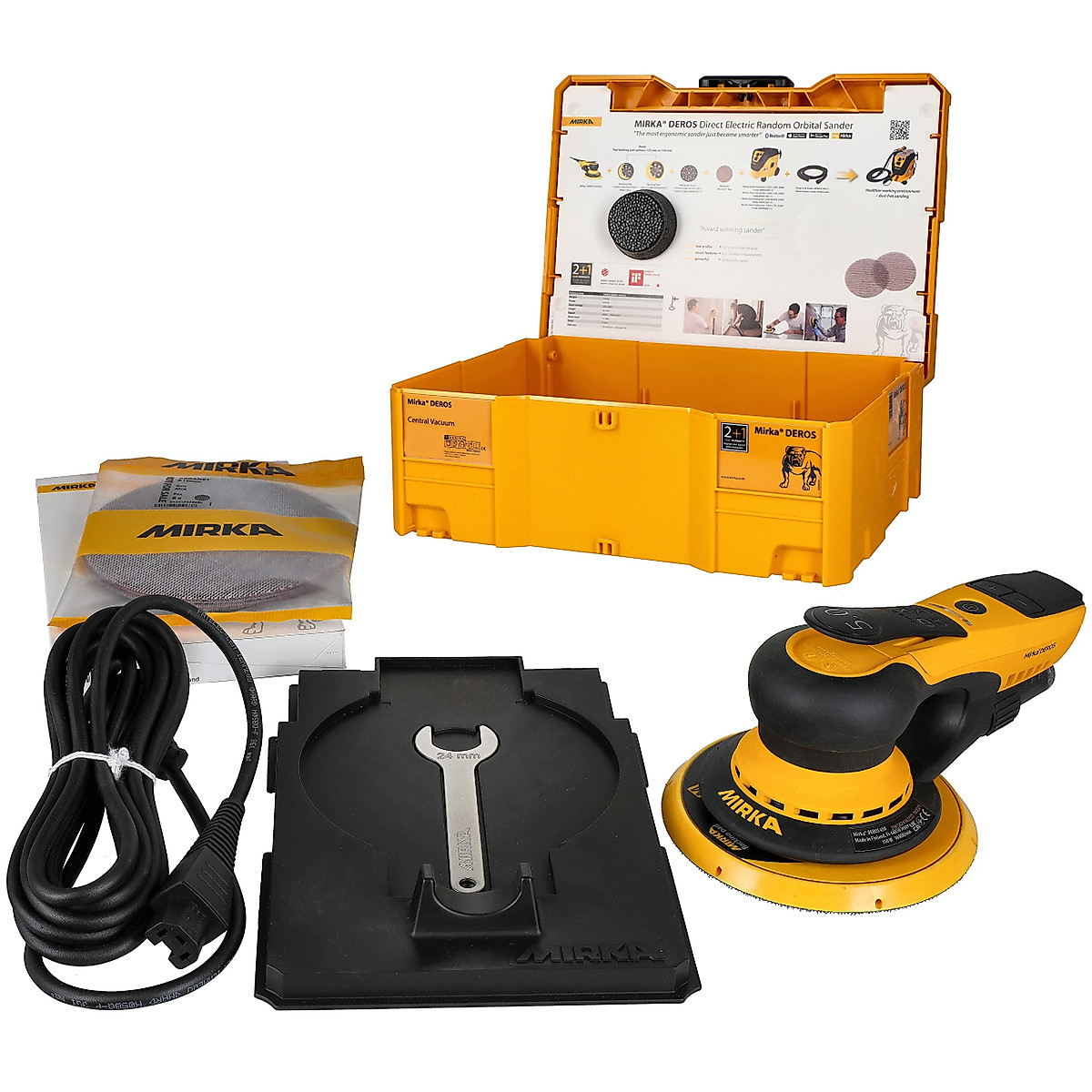 Mirka MID65020CAUS Direct Electric Random Orbital Sander, 6-Inch, Yellow, Black