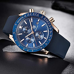 BENYAR Mens Watches Quartz Movement Chronograph Leather Strap Fashion Business Sport Design 30M Waterproof Scratch Resistant Elegant Gifts for Men