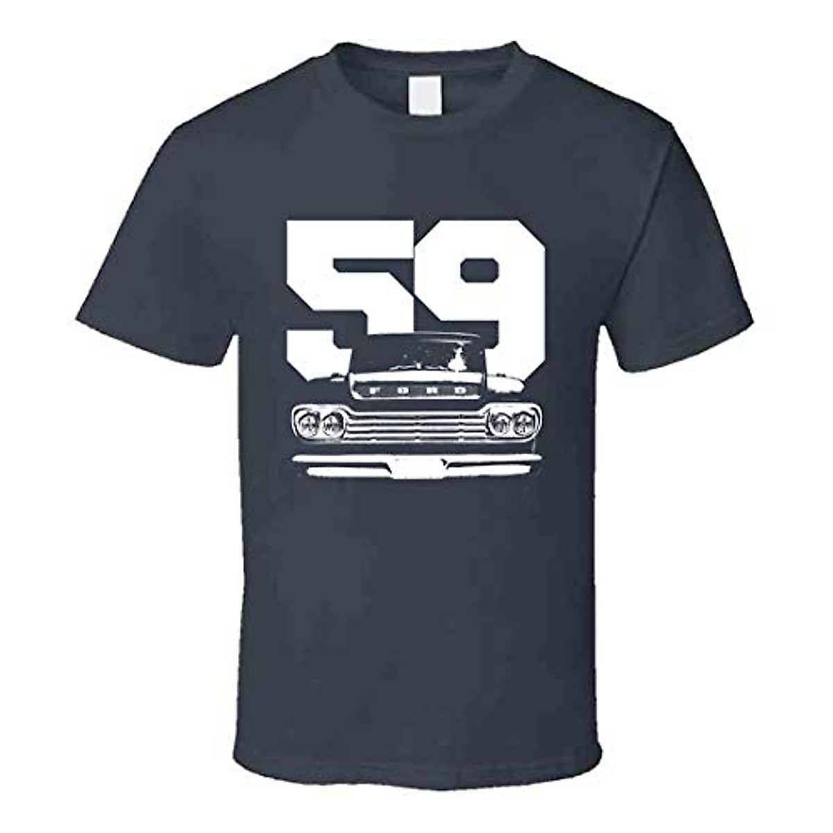 1959 F100 Grill View with Year Black T Shirt L Charcoal Grey