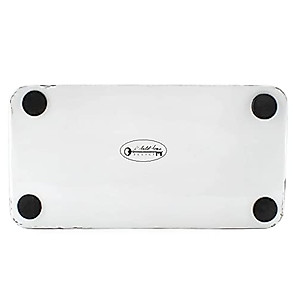 AuldHome White Enamel Trash Can, Rustic Farmhouse Wastebasket for Bathroom, Bedroom, or Office