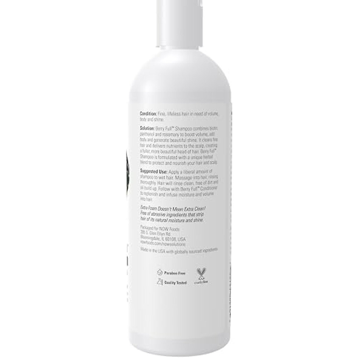 NOW Foods Solutions, Berry Full™, Volume Boost Shampoo for Fine Hair with Biotin, pH Balanced, 16-Ounce
