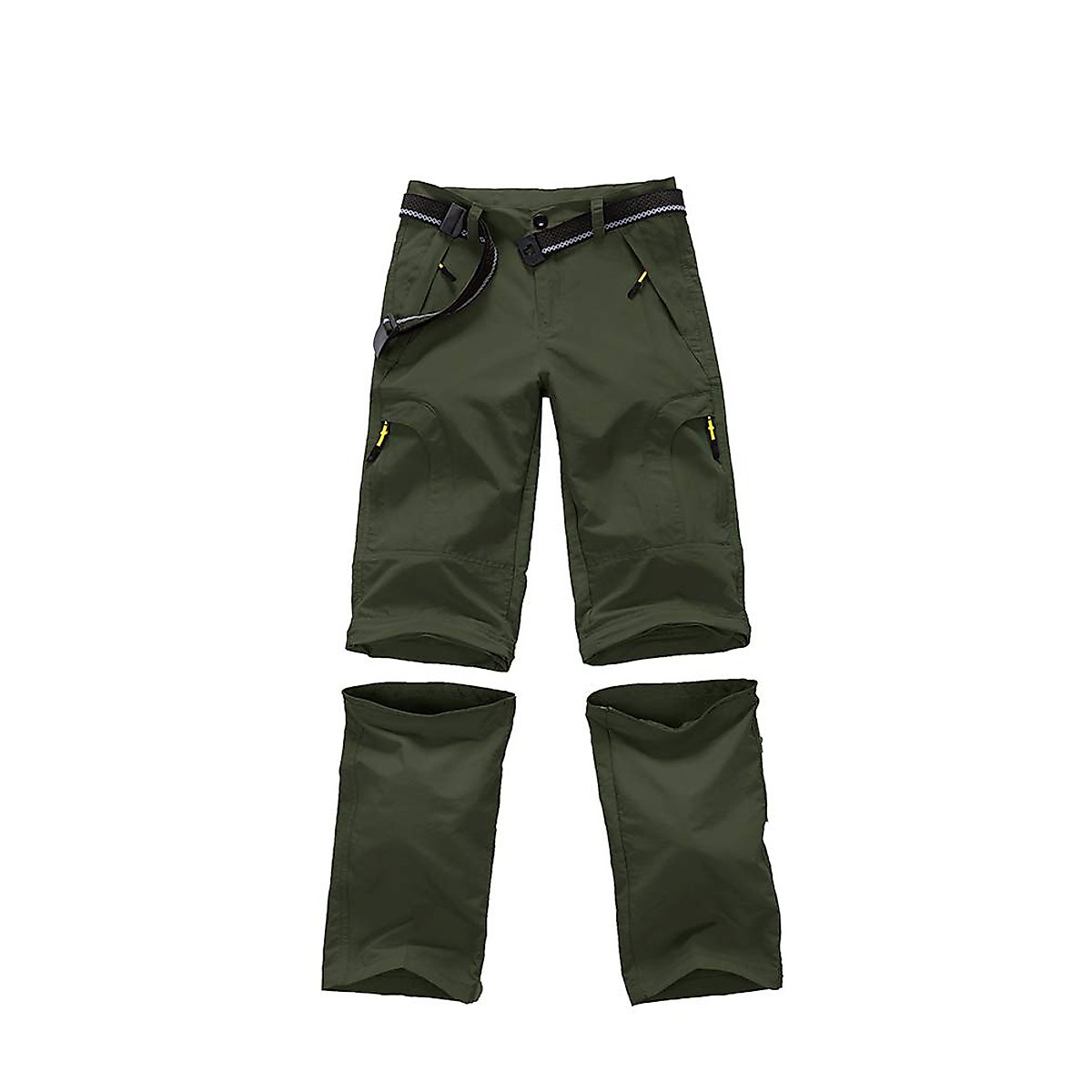 Asfixiado Boys Cargo Pants, Kids Youth Girls Athletic Outdoor Quick Dry Waterproof UPF 50+ Hiking Climbing Convertible Trousers #9017 Army Green-S