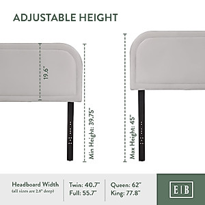 Edenbrook Miller Low Profile, Performance Velvet Headboard for King Size Bed-Gray Upholstered King Headboard