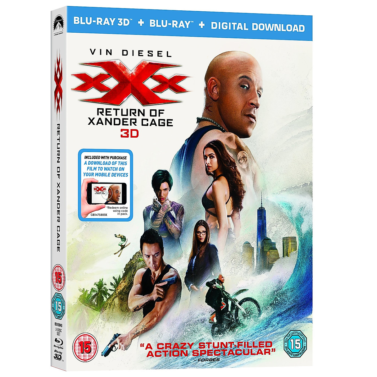 XXX: The Return Of Xander Cage (Blu-ray 3D + Blu-ray + Digital Download) [2017] [Region Free]