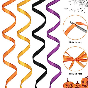 6 Rolls 150 Yards Halloween Ribbons 10mm Wide Holiday Gift Wrapping Satin Ribbon for Halloween Party Decoration, DIY Bows Crafts