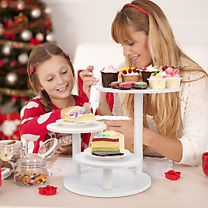HAPOO Cake Stand 3 Tiered Serving Tray Dessert Stand for Birthday Party Wedding Round Cupcake Display Tower Stand