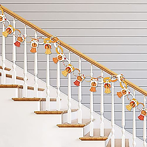 Big Dot of Happiness Fall Pumpkin - 90 Chain Links and 30 Paper Tassels Decoration Kit - Halloween or Thanksgiving Party Paper Chains Garland - 21 feet