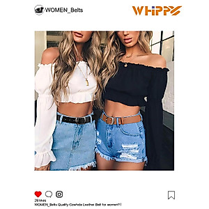 WHIPPY Women Leather Belts for Jeans Pants Fashion Dress Belt for Women with Solid Pin Buckle, Black, M