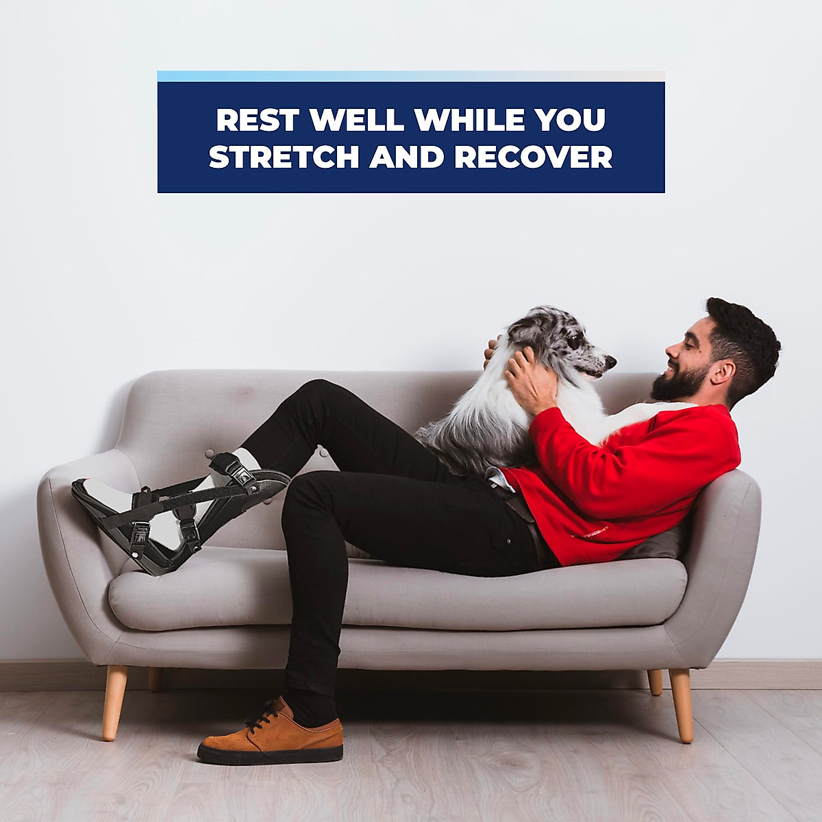 Brace On Adjustable Night Splint - Plantar Fasciitis, Achilles Tendon, Heel Spur, and Foot Pain Relief Stretching Boot for Men and Women, Gray, Small