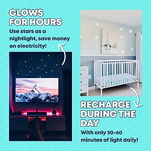 LUMOSX Glow in The Dark Stars for Ceiling - Stars from Recycled Materials w/North Star, Moon & Constellation E-Book | 220 pcs Ceiling Stars for Ceiling Decorations for Kids Room Decor