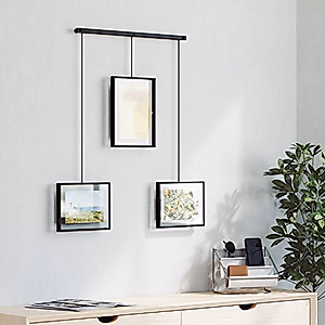 Umbra Exhibit Picture Frame Gallery Set, Adjustable Wall Collage Displays Three 8x10" Photos, Set of 3 Large, Black