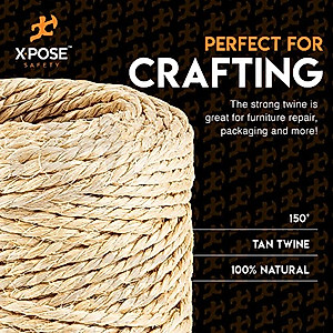 Sisal Twine - 2 Ply 150 Ft Thin Natural Fiber Rope on Spool - Rope Cat Scratching Post, Rope for Cat Scratcher, Cat Tree Replacement Parts, Pet Toy - Decorative Cordage for Crafts, Pole Wrap