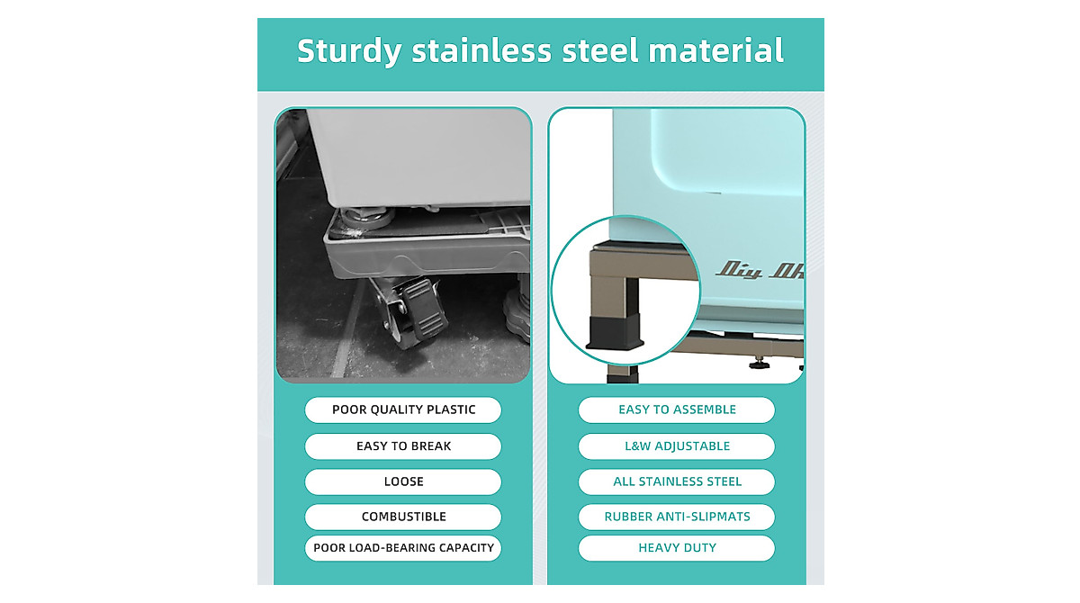 Heavy Duty Stainless Steel Fridge Stand - Adjustable Base for Appliances