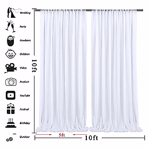 10x10ft White Backdrop Curtains for Parties Wedding Wrinkle Free Sheer Tulle Backdrop Curtain Drapes