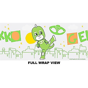 LOGOVISION PJ Masks Kids Tritan Plastic Water Bottle with Straw Lid and Handle, Reusable Tumbler for Toddlers, Unisex for Girls and Boys, 12oz, Big Gekko