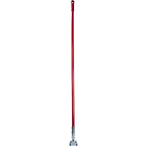 SPARTA Jaw Clamp Dust Mop Handle, Floor Dust Mop Frame Handle, Gripper Holder with Clip-On Connector for Floor Cleaning, Janitorial Supplies, Commercial Use, 60 Inches, Red