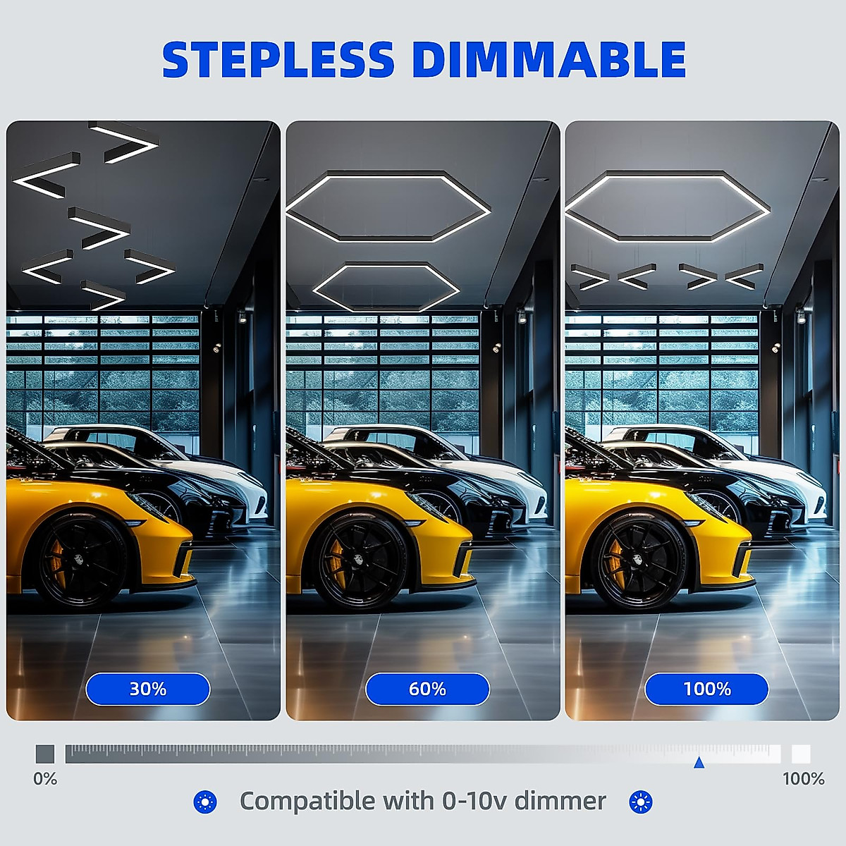 Barrina LED Hexagon Light, DIY Linear Light, Dimmable Hanging Shop Light, 2700K 4000K 5000K Color Changing, Linkable Office Light Fixtures, Seamless Connection, 5568-0-10V Series