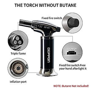 Cocktail Smoker Kit with Torch, Deppon Stainless Steel Smoker Top with 4 Kind of Wood Chips for Whisky and Bourbon, Old Fashioned Drink Smoker Kit for Home Bar Gift for Men, Dad, Husband (No Butane) (Silver)