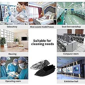 SMAIGE Shoe Covers Disposable - 100 Pack (50 Pairs) Disposable Shoe & Boot Covers Non-Slip Dust-proof Shoe Booties,One Size Fits Most (Black)