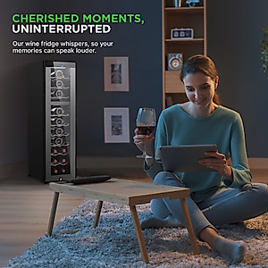 NutriChef PKCWCDS275 Chilling Refrigerator Cellar-Dual-Zone Wine Cooler/Chiller, Digital Touch Button Control with Air Tight Seal, Contains Placement for Standing (27 Bottle Storage Capacity), Black