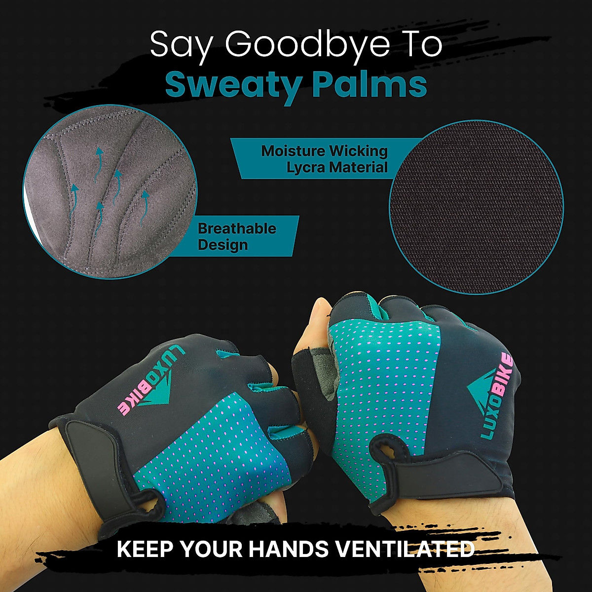 LuxoBike Cycling Gloves Bicycle Gloves Bicycling Gloves Mountain Bike Gloves – Anti Slip Shock Absorbing Padded Breathable Half Finger Short Sports Gloves Accessories for Men/Women