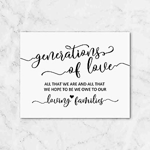 Generations of Love Wedding Sign Generations of Love Sign Wedding Generation Sign All That We Are and All That We Hope Wedding Quote UNFRAMED 8x10 inch