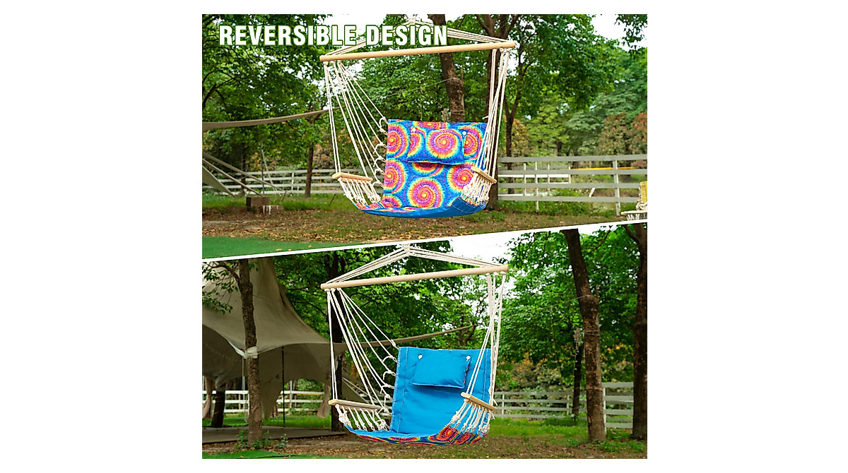 Reversible Hanging Rope Swing - Max 275 Lbs