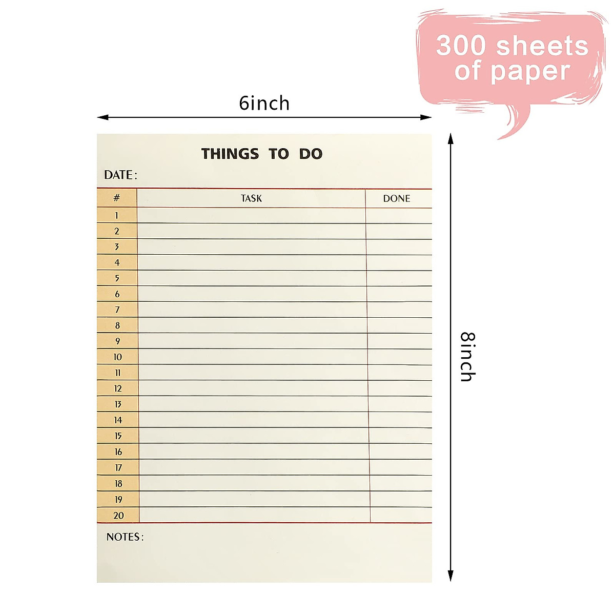 300 Sheets Library Card To Do List Notepad Things To Do Memo Writing Pad Daily Reminder Planner Notebook Office List Planning Project Homework Pad for Daily Task, 6 x 8 Inches