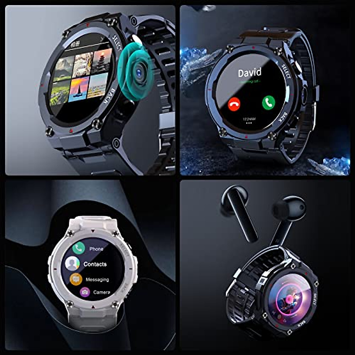 JZ&TS LOKMAT Sky Smart Watch SOS Emergency Calls Fitness Tracker Waterproof Sports Smartwatches Bluetooth Watch Men Women for iOS Android (White)