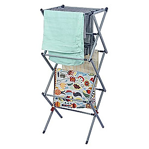 Finnhomy Pre-Assembled Clothes Drying Rack, Drying Rack Clothing, Expandable Laundry Drying Rack, Towel Rack for Indoor and Outdoor Use, 41.3" x 29.5" x 15", Grey