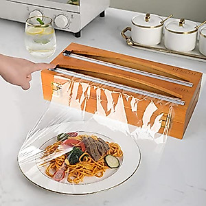 Besititli Foil and Plastic Wrap Organizer with Cutter, 2 in 1 Wrap Dispenser, Bamboo Foil Organizer for Drawer, Aluminum Foil Dispenser, Plastic Wrap Dispenser for Kitchen Organization and Storage
