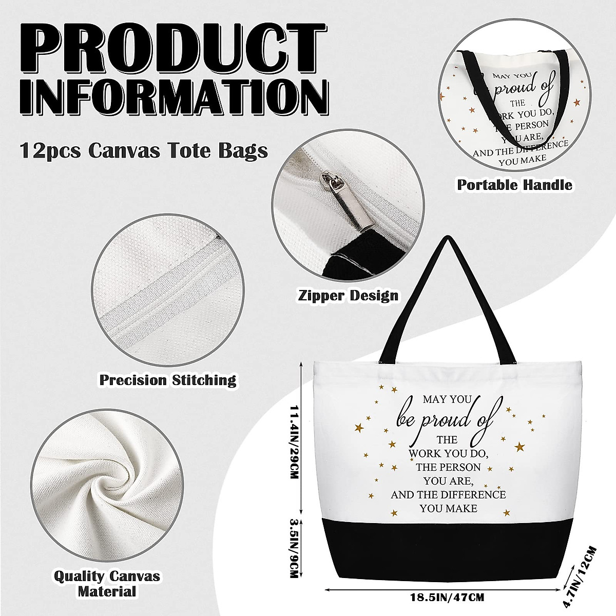 Cunno 24 Pcs Gifts Bag Bulk for Women Aesthetic Canvas Tote Bags Makeup Bags inspired Gifts for Friend Coworker Teacher Shopping Grocery Reusable Bags(Classic May You Be Proud)