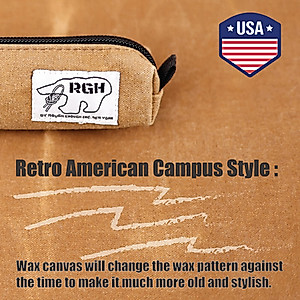 Rough Enough Small Pencil Pouch Pen Case Canvas for Adults Boys Girls with Aesthetic Slim Thin design School Stationary Art Supplies Brown