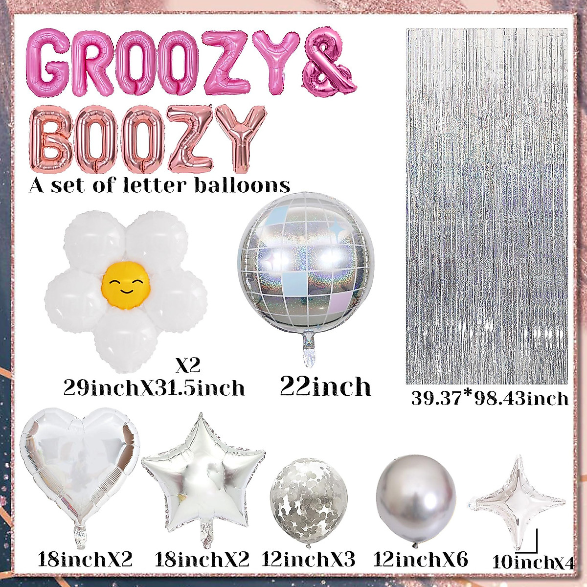 JeVenis Groovy & Boozy Balloons Groovy and Boozy Bachelorette Party Decoration Groovy and Boozy Sign Groovy Bachelorette Party Decoration Groovy Flower Bridal Shower Decorations