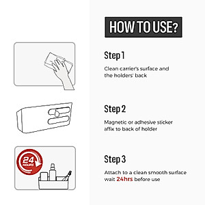 loukin Magnetic and Adhesive Marker Holder, Dry Erase Accessory Tray, Magnetic Storage Organizer for Whiteboard, Glass or Refrigerators (White)