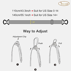 JASGOOD Womens Invisible Belt Comfortable Elastic Adjustable No Show Web Belt Stretchy Belt, J-White,Suit for US Size 0-14